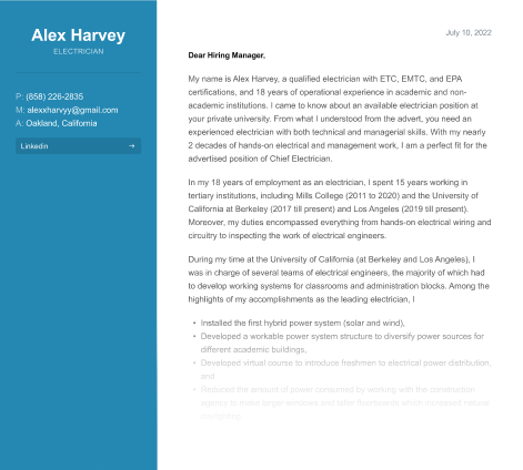 Effective Tips for Writing a Killer Electrician Cover Letter