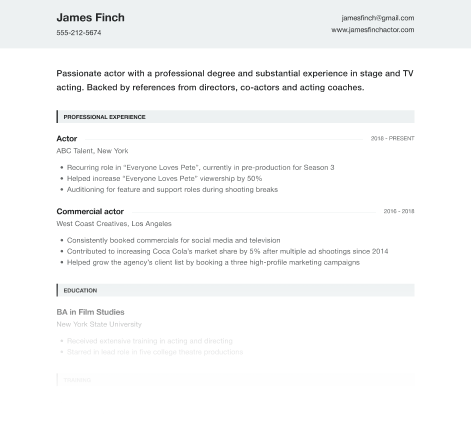 Acting Resume Sample and Tips from HR Pros