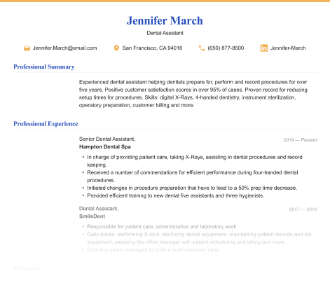 Dental Assistant Resume Example and Advice from HR Pros