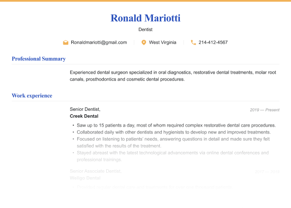 Dentist Resume Example and Advice from HR Pros