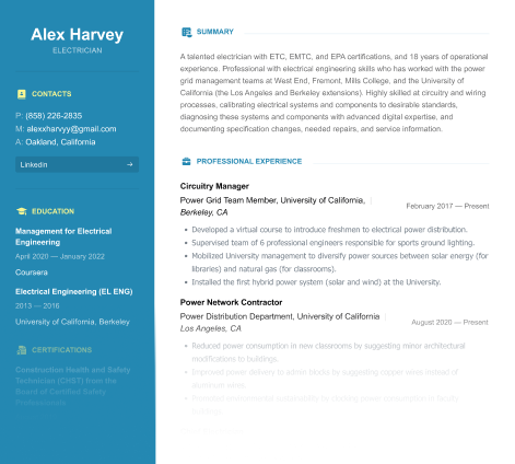 Professional Electrician Resume Guide and Tips